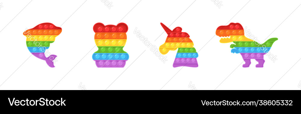 Pop it fidget set trendy sensory playthings Vector Image