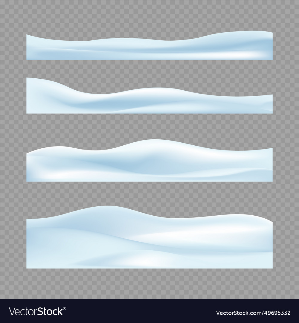 Realistic snowdrifts collection winter snowy Vector Image