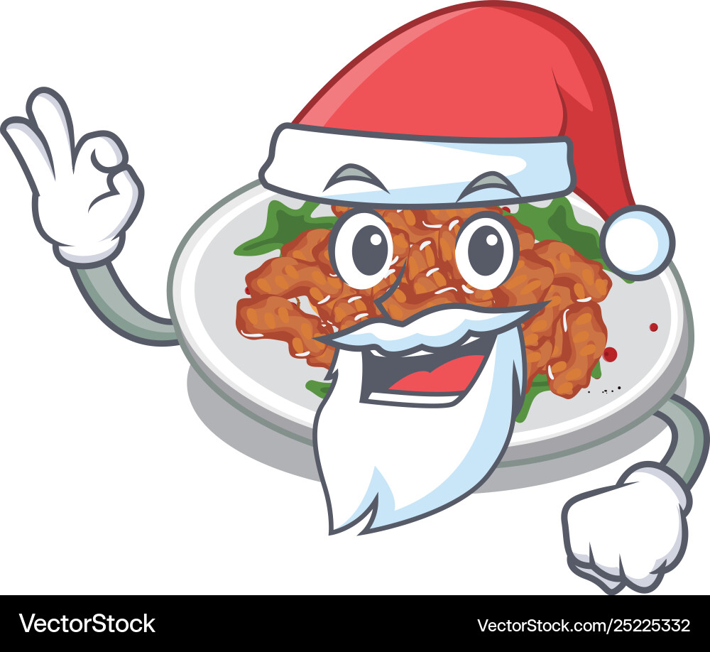 Santa sesame chicken in character shape Royalty Free Vector