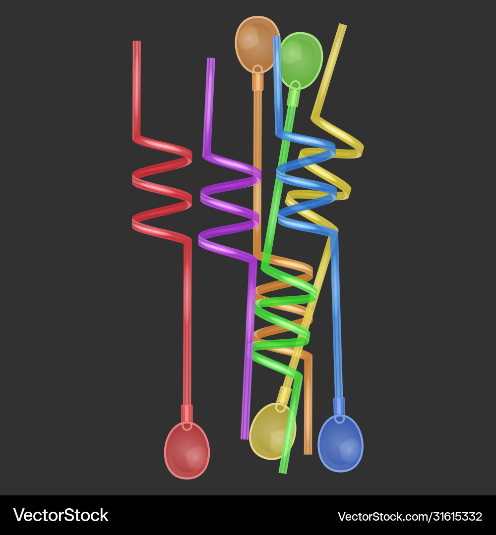 Set colorful straws for drinks cocktail straws Vector Image