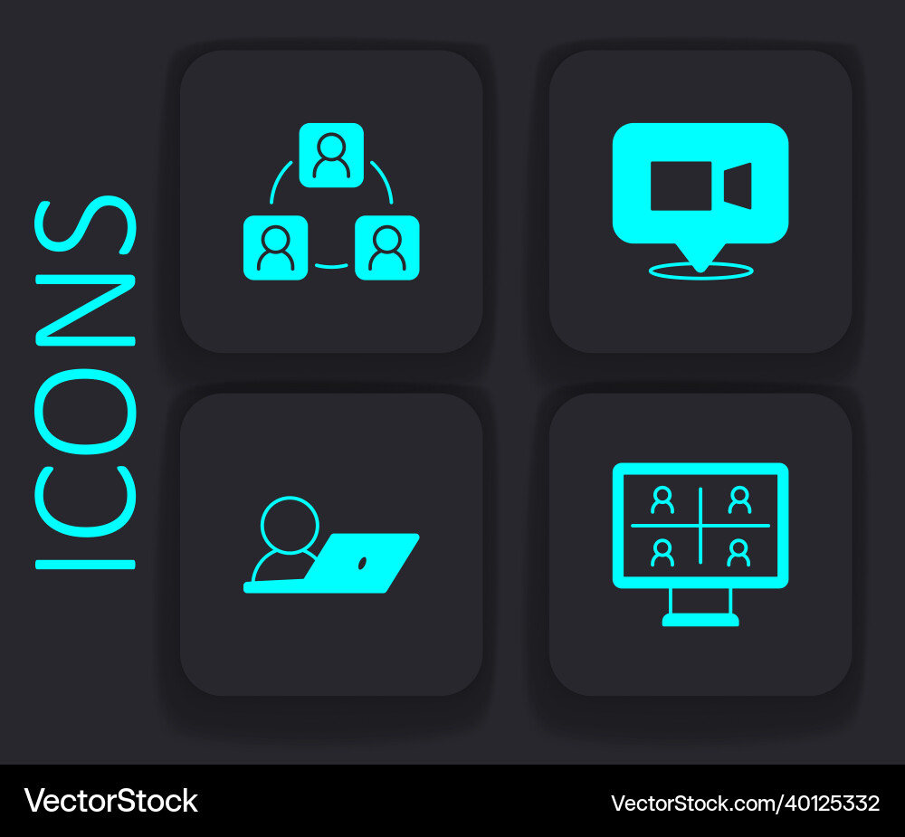 Set video chat conference meeting and icon Vector Image