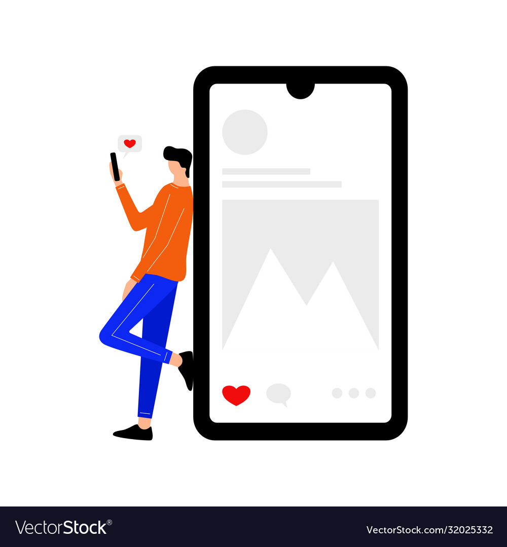 Social media character with young men Royalty Free Vector