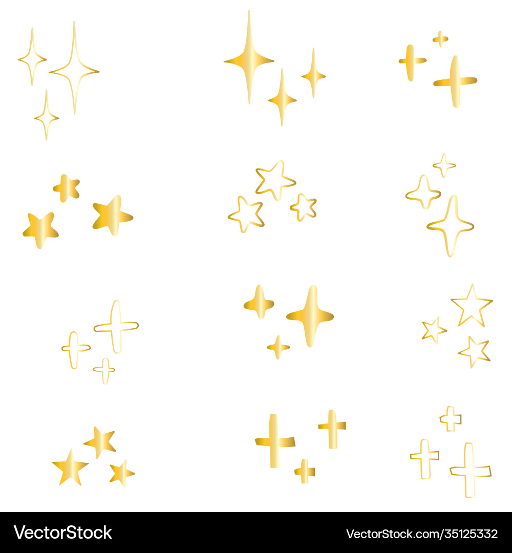 Star icon gold color premium set Royalty Free Vector Image