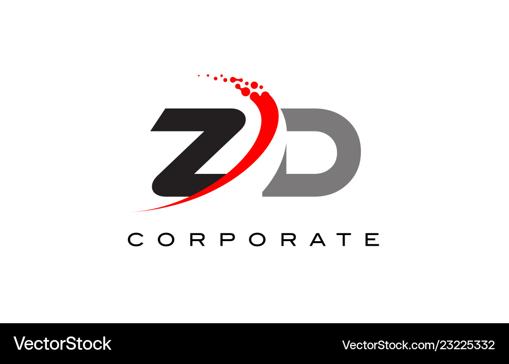 Zd modern letter logo design with swoosh Vector Image