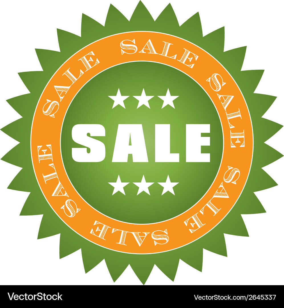 A green and yellow icon with white text for black Vector Image