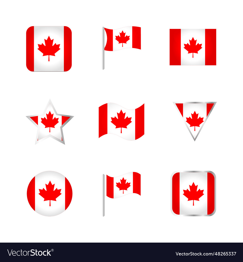 Canada flag icons set Royalty Free Vector Image