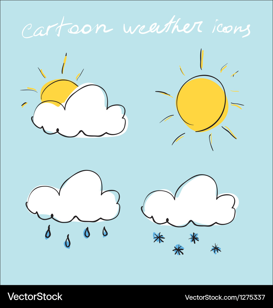 Cartoon weather icons set Royalty Free Vector Image