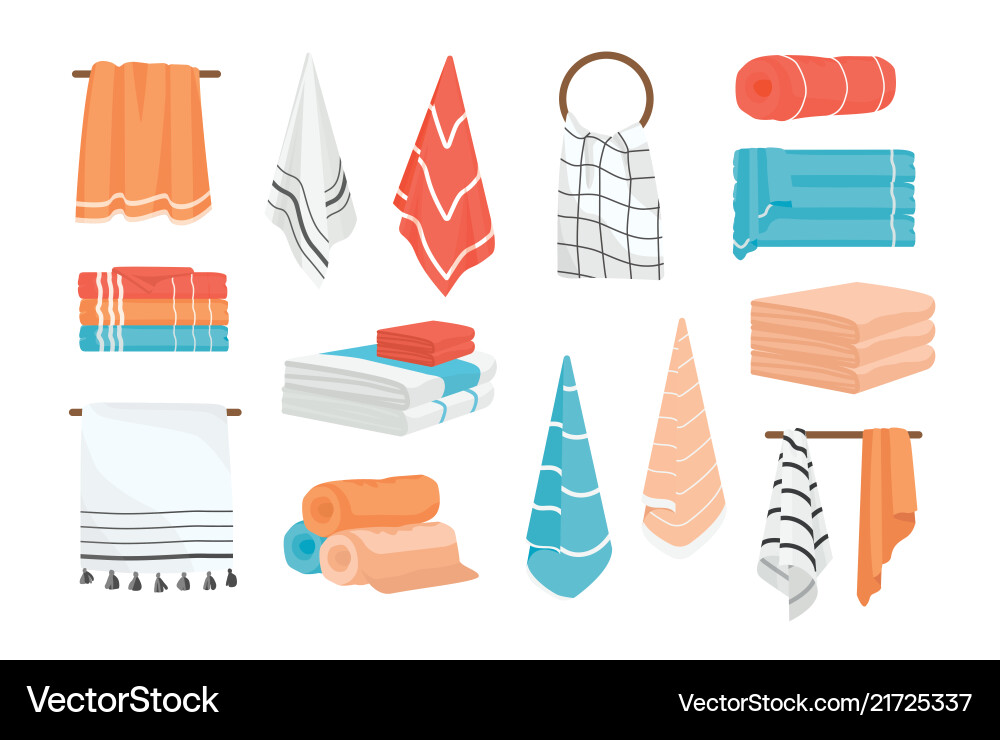 Collection hand and bath fabric towels rolled Vector Image