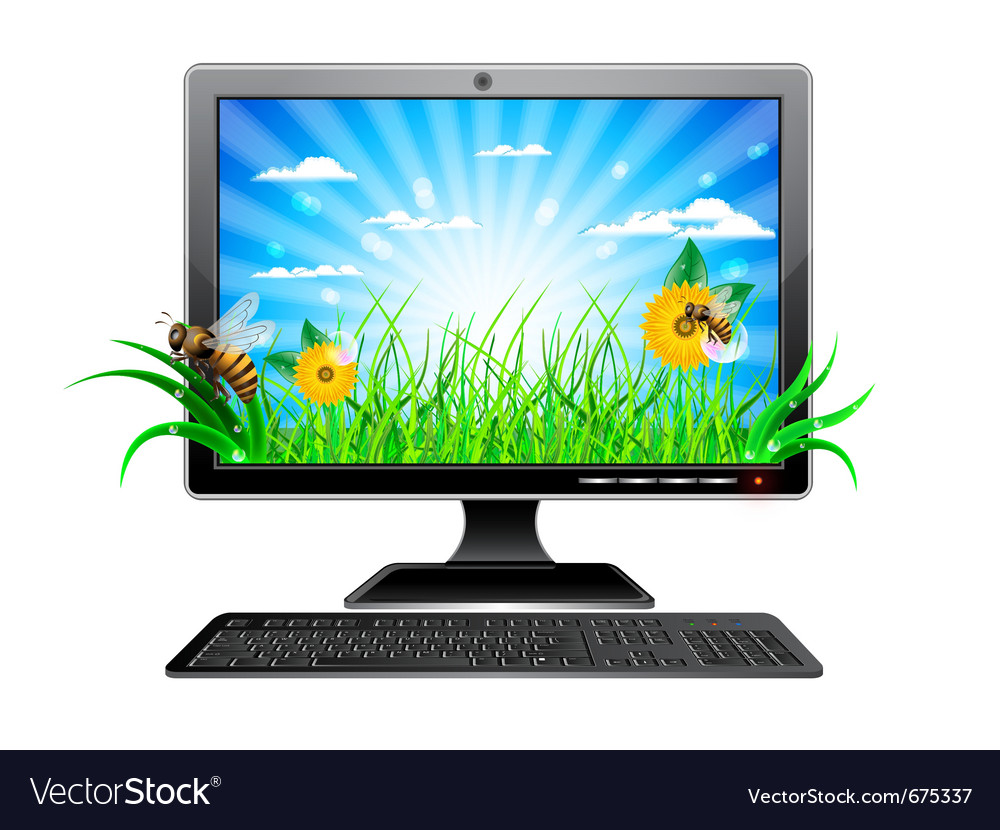 Green computer Royalty Free Vector Image - VectorStock