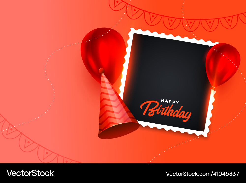 Happy birthday celebration red theme card Vector Image