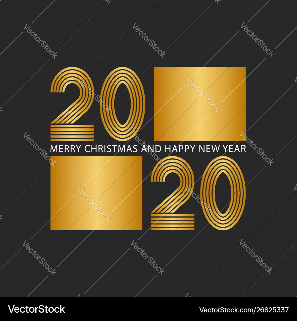 Logo 2020 number gold color from many thin Vector Image
