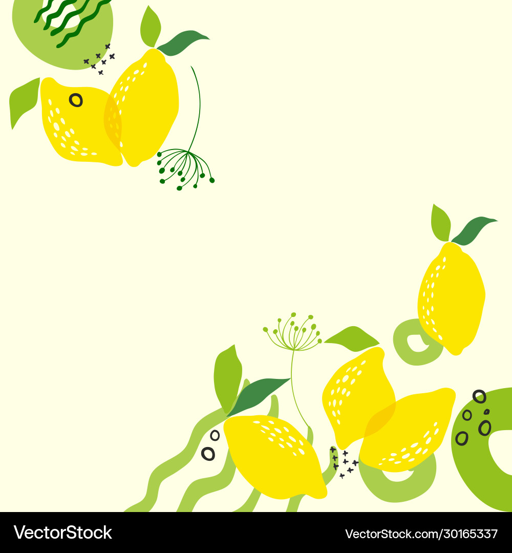 Modern abstract lemon art leaves background hand Vector Image