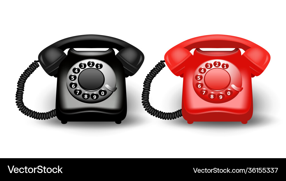 Realistic detailed 3d vintage phone set Royalty Free Vector