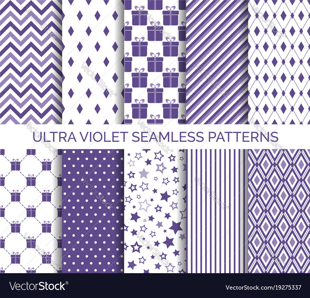 Ultra violet color seamless patterns Royalty Free Vector