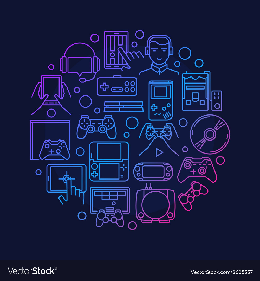 Video Game Vector Graphics Gaming Vector Design Set , Retro Gaming