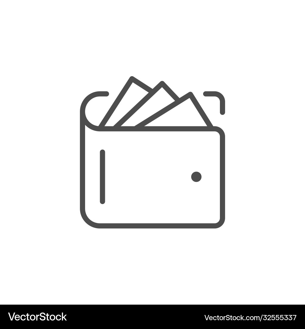 Wallet with cash line outline icon Royalty Free Vector Image