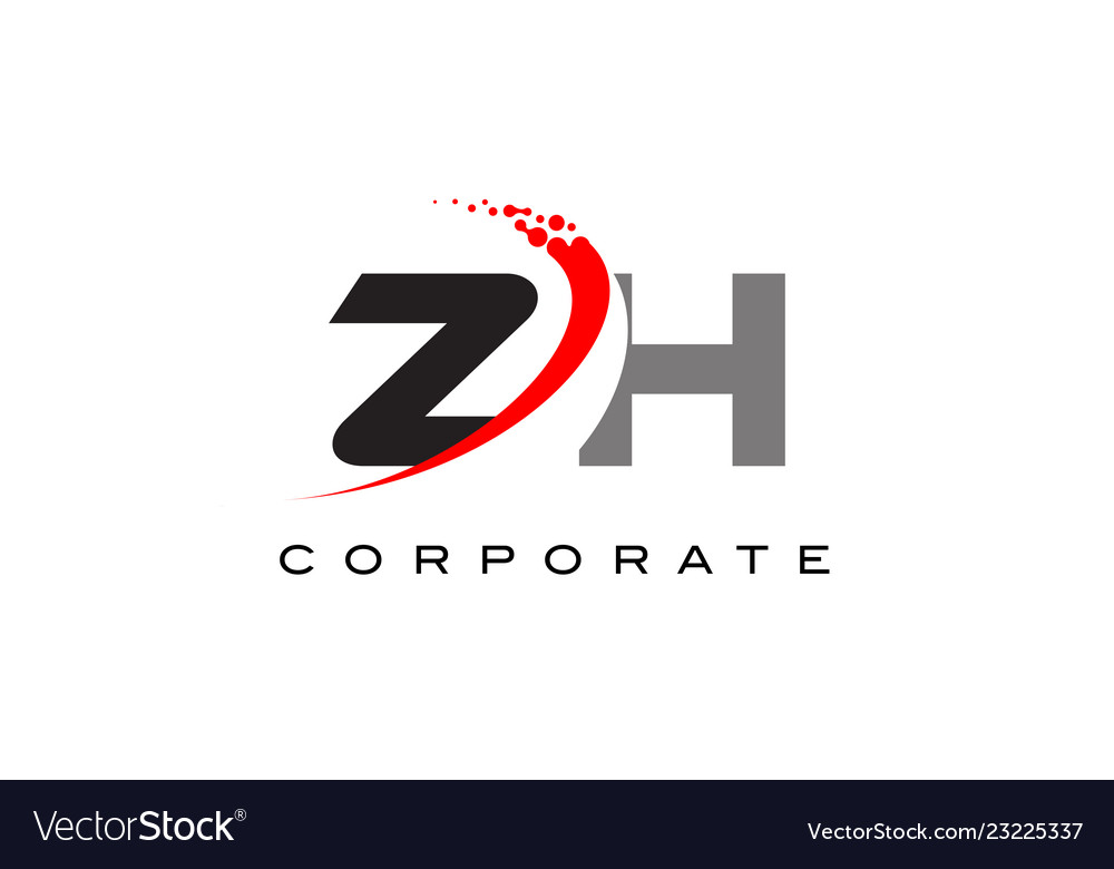 Zh modern letter logo design with swoosh Vector Image