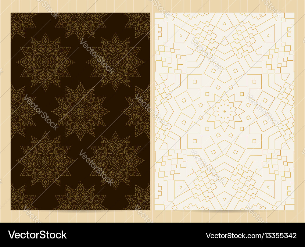 A4 format cards decorated with mandala in golden Vector Image