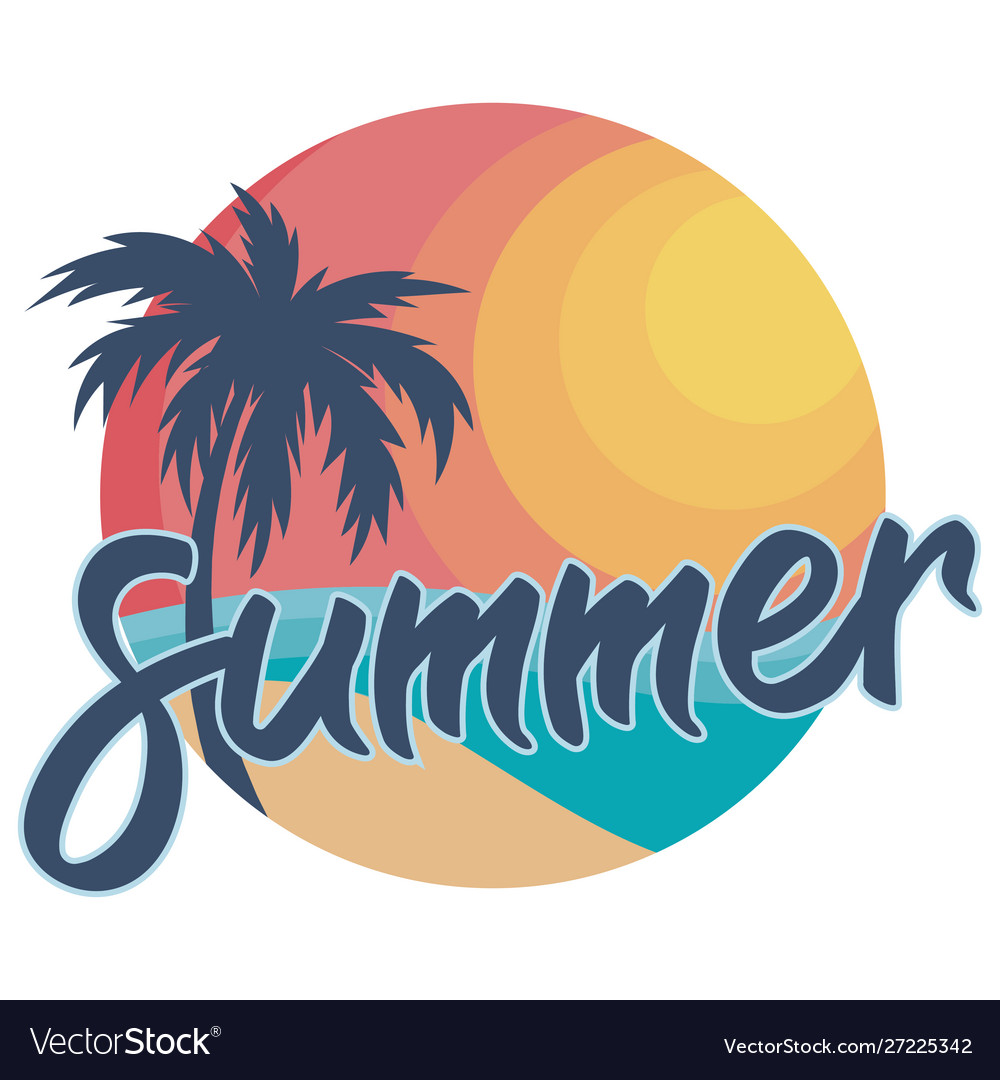 Beach with palm trees for a print on tee Vector Image