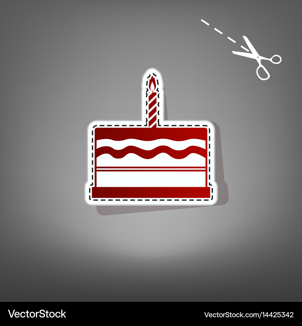 Birthday cake sign red icon Royalty Free Vector Image