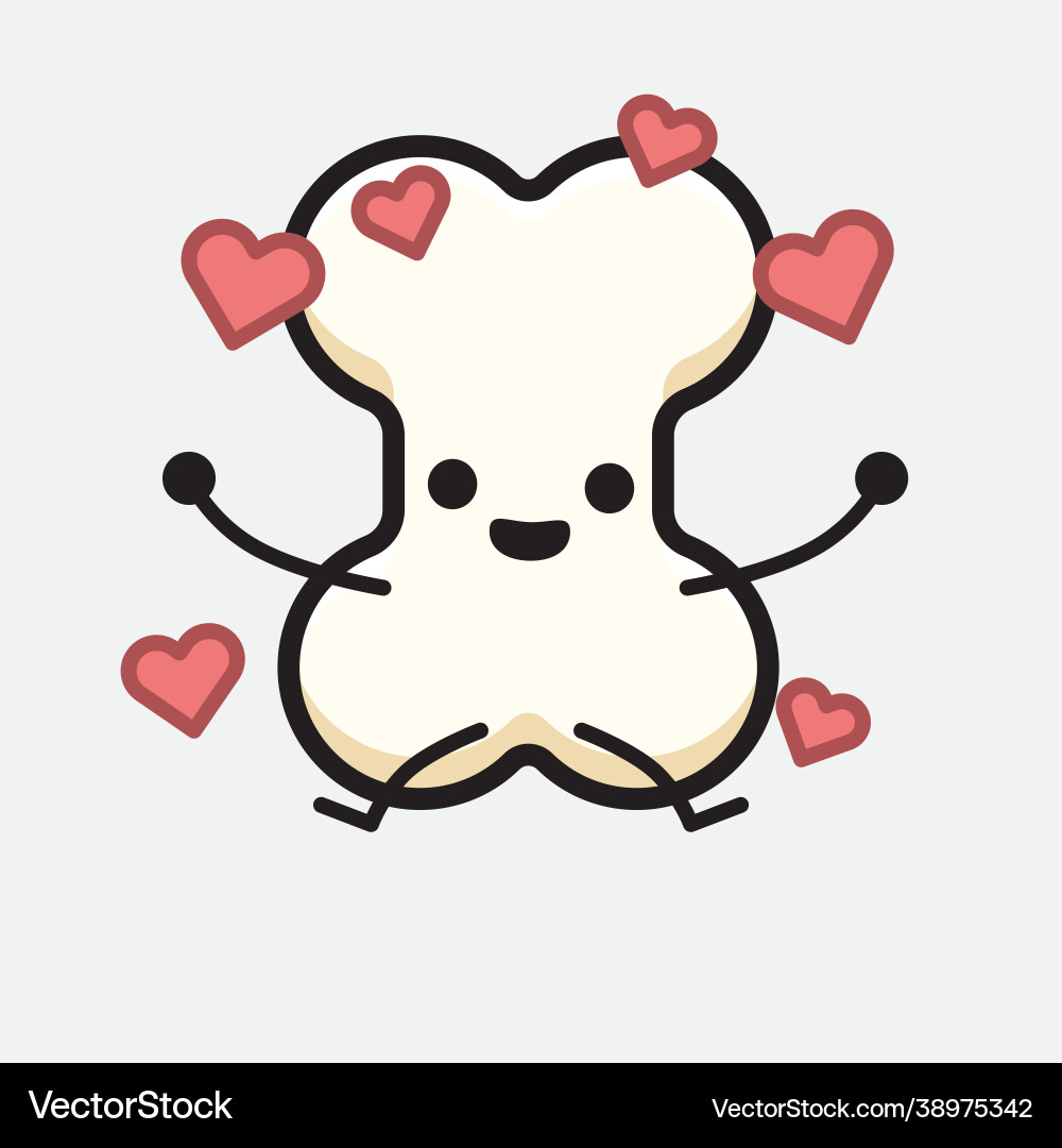 Bone character with cute face and simple body Vector Image