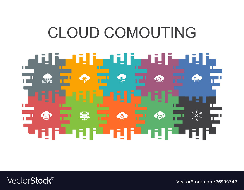 Cloud computing cartoon template with flat Vector Image Cloud computing cartoon template with flat Vector Image