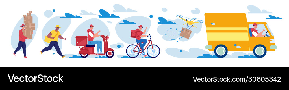 Delivery in different ways and transport Vector Image