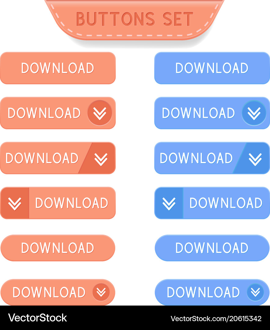 Download buttons set collection of web Royalty Free Vector