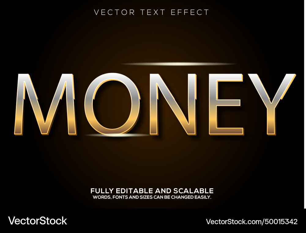 Golden money text effect Royalty Free Vector Image