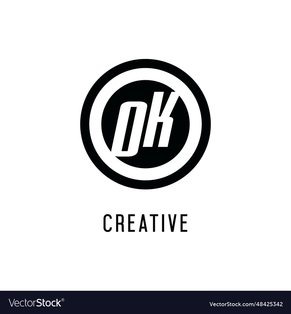 Initial ok logo concentric circle line clean and Vector Image