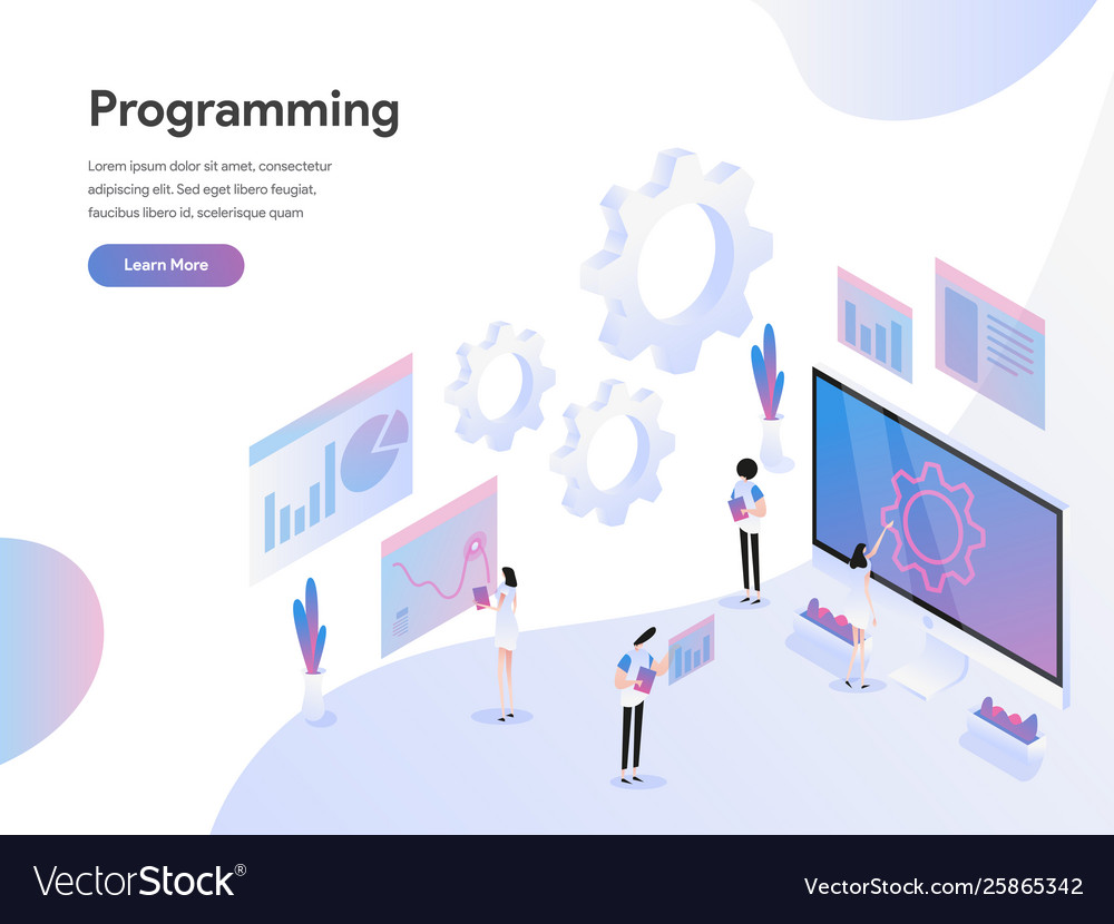 Landing page template computer programming Vector Image