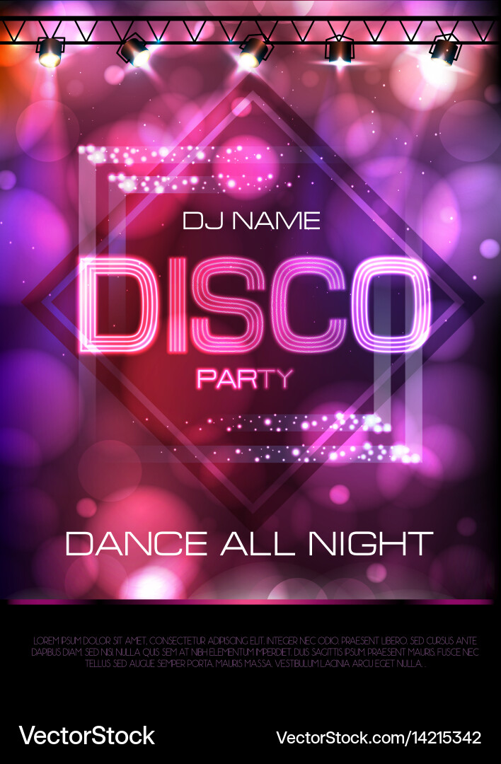 Neon sign disco party poster Royalty Free Vector Image