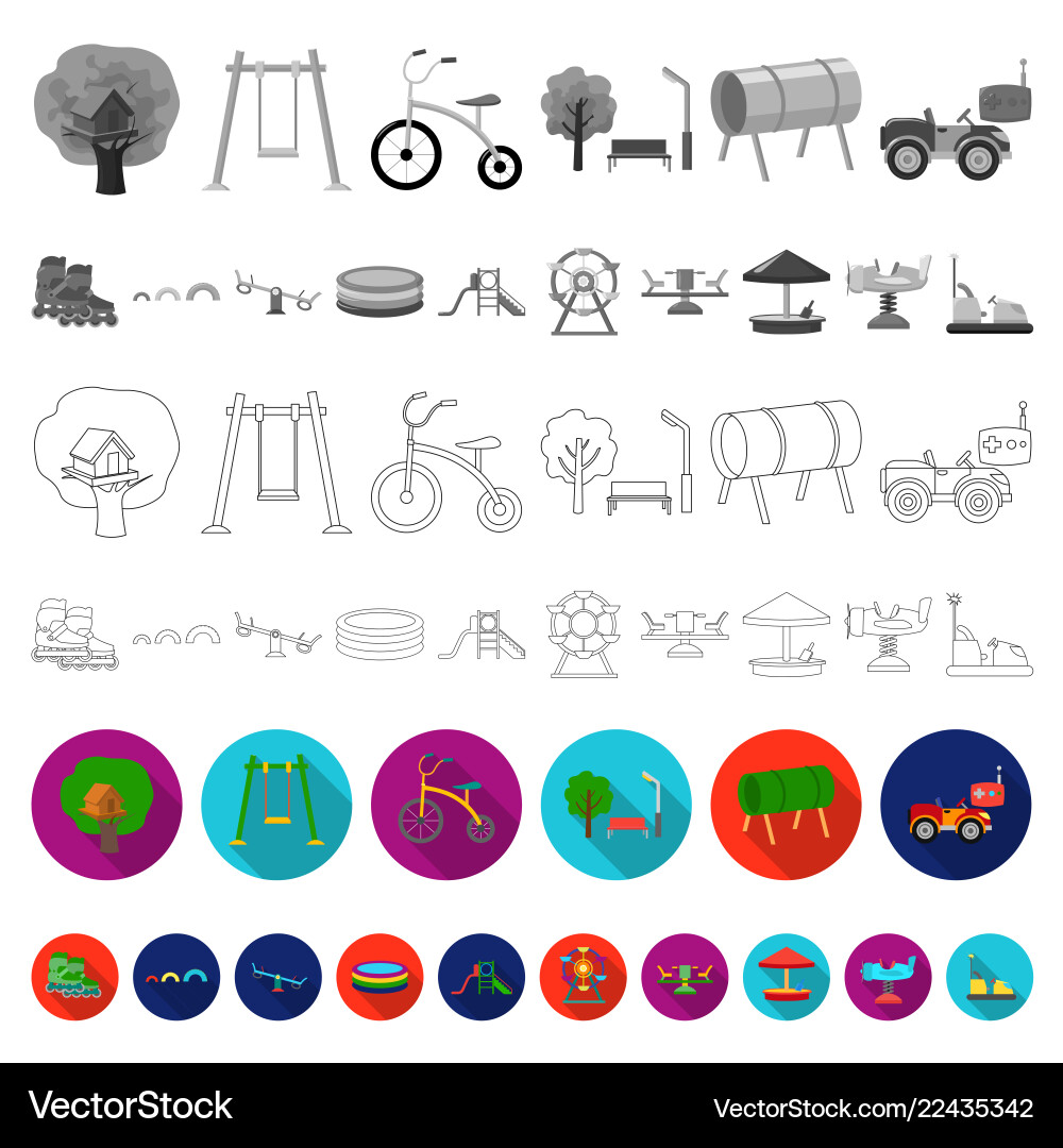 Playground entertainment flat icons in set Vector Image