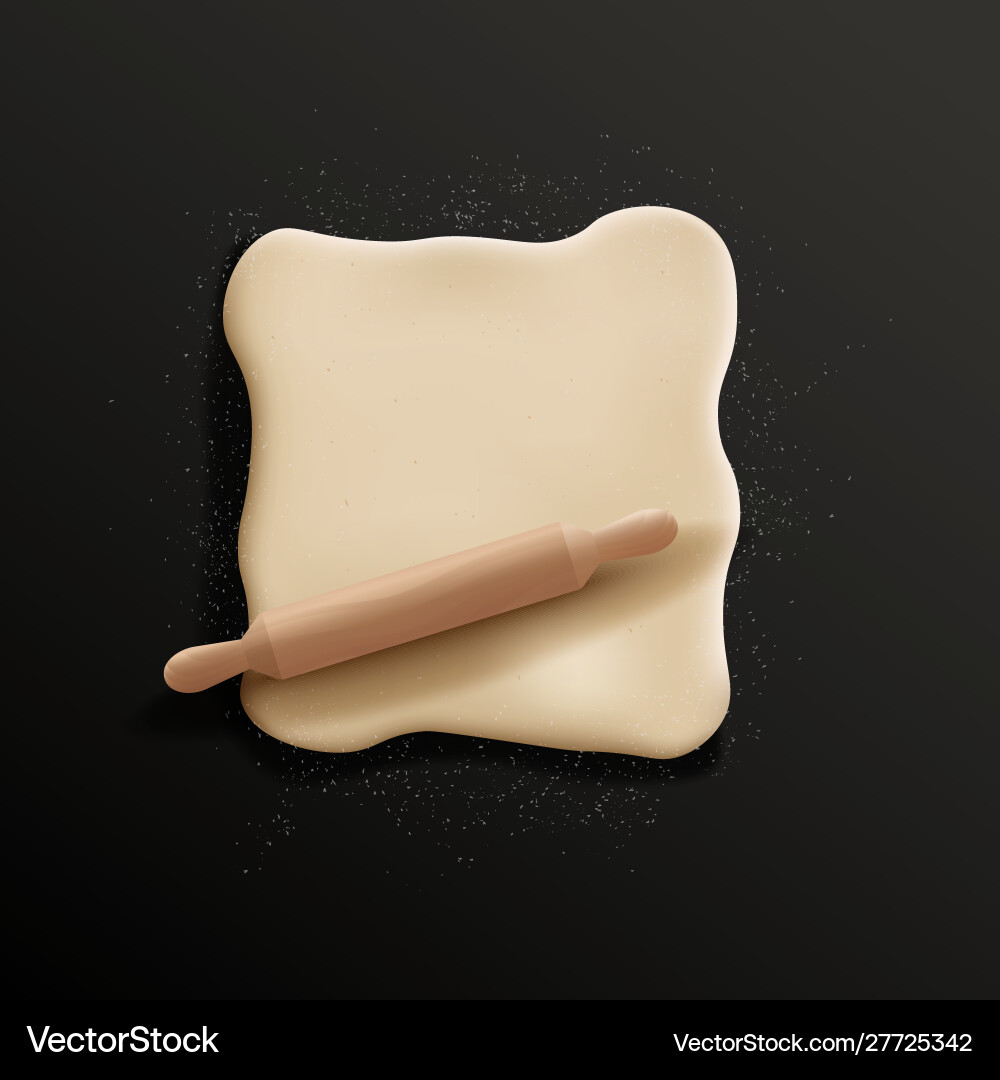 Realistic rolled dough sprinkled with white flour Vector Image