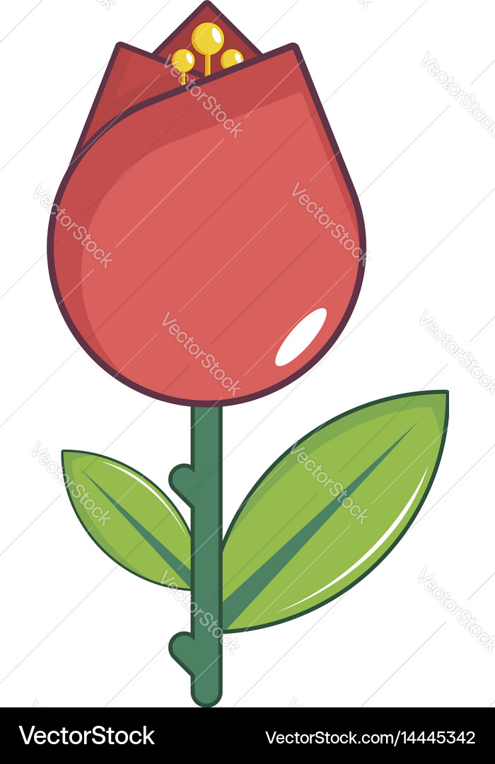 Red flower icon cartoon style Royalty Free Vector Image