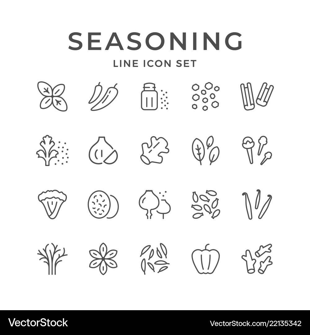 Set line icons seasoning Royalty Free Vector Image