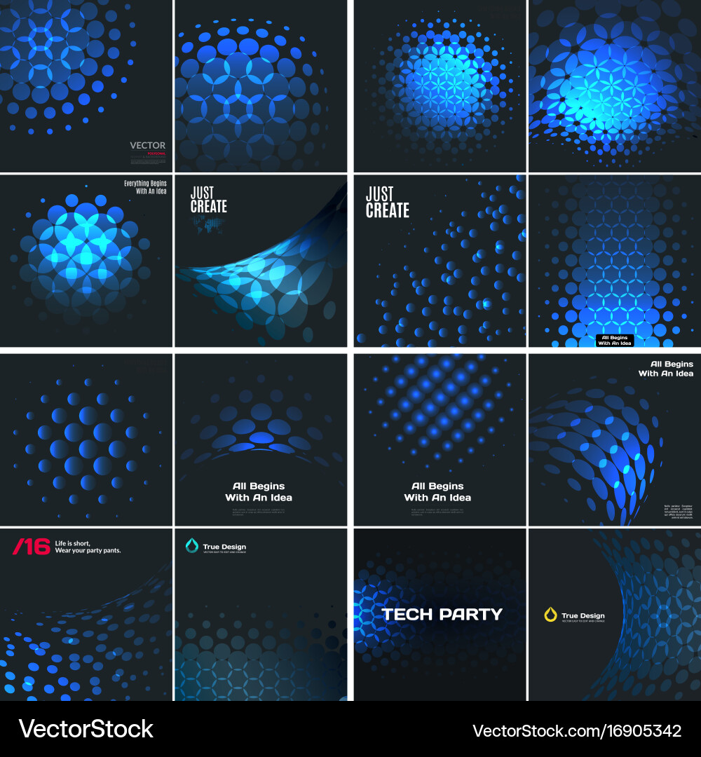 Set of abstract blue design rounds Royalty Free Vector Image