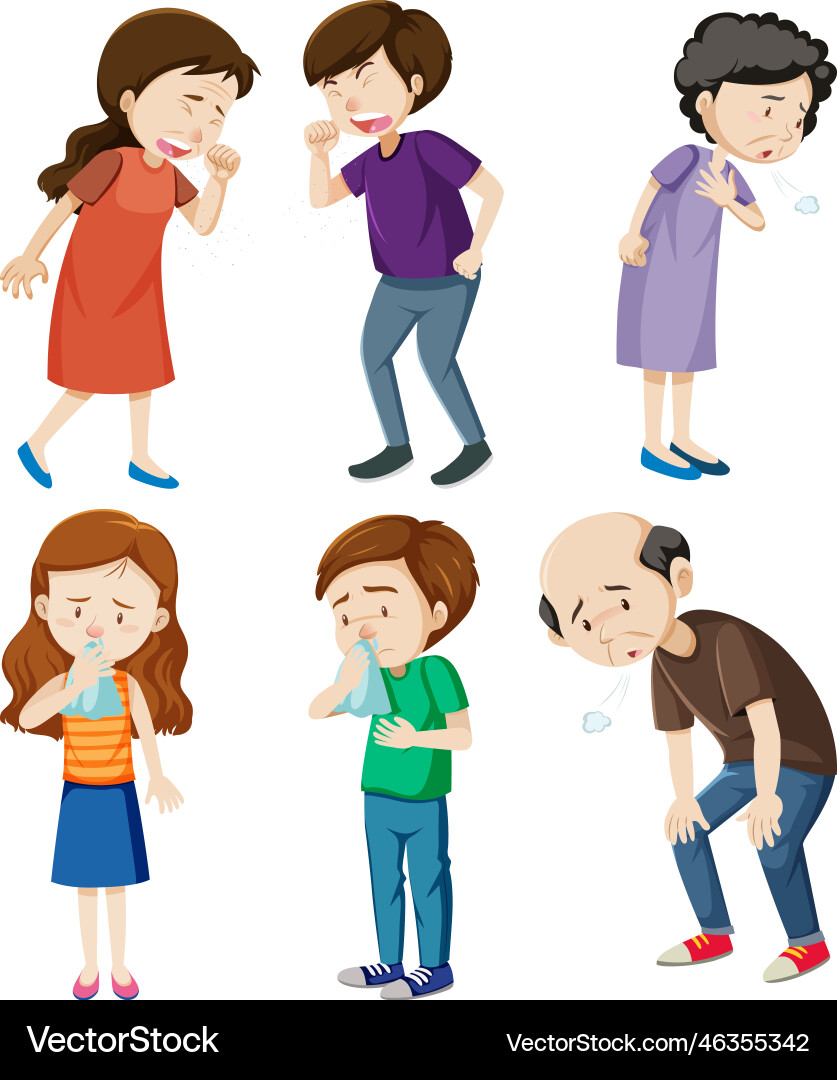 Set of people unwell Royalty Free Vector Image