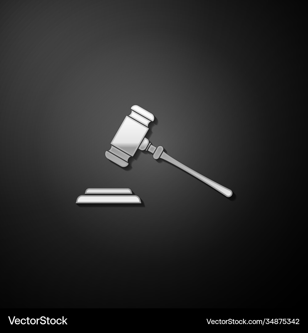 Silver judge gavel icon isolated on black Vector Image