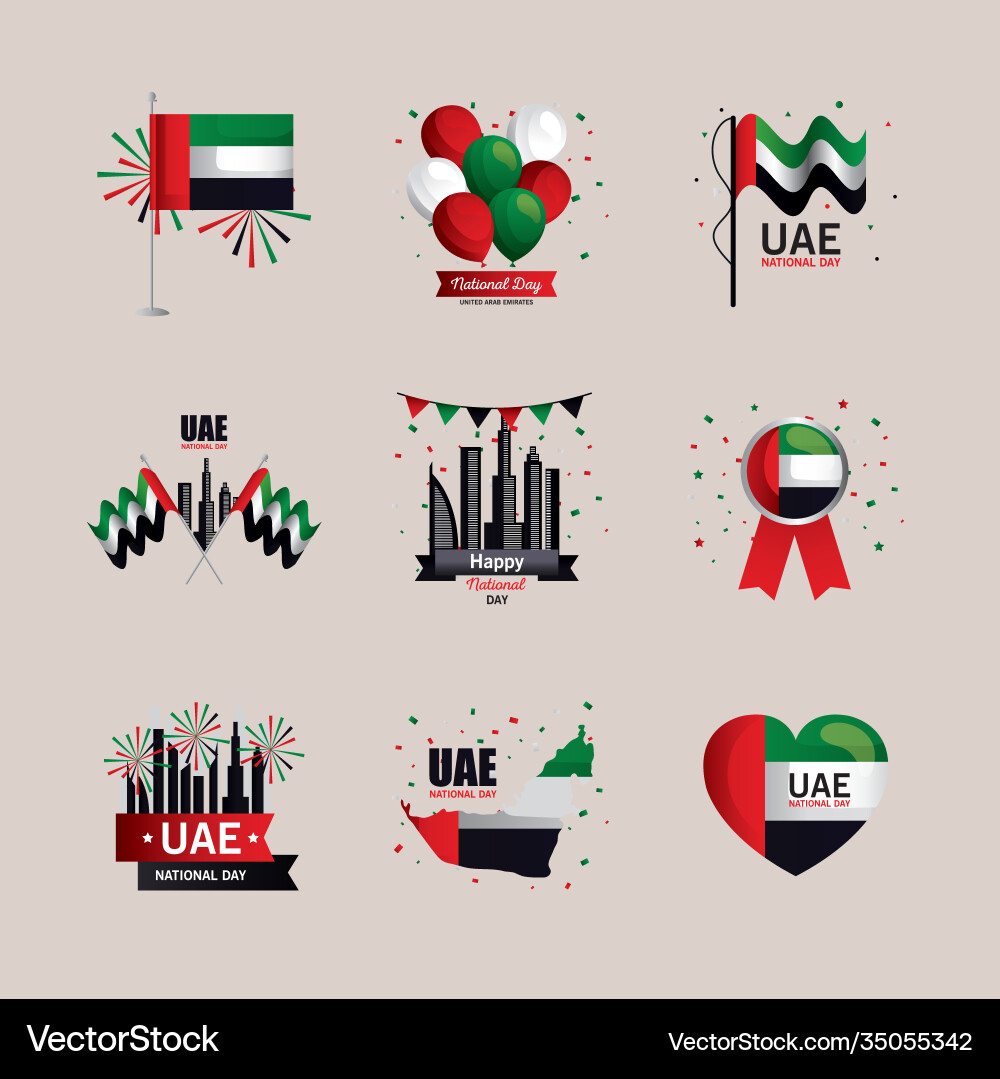 Uae national day icon collection design Royalty Free Vector