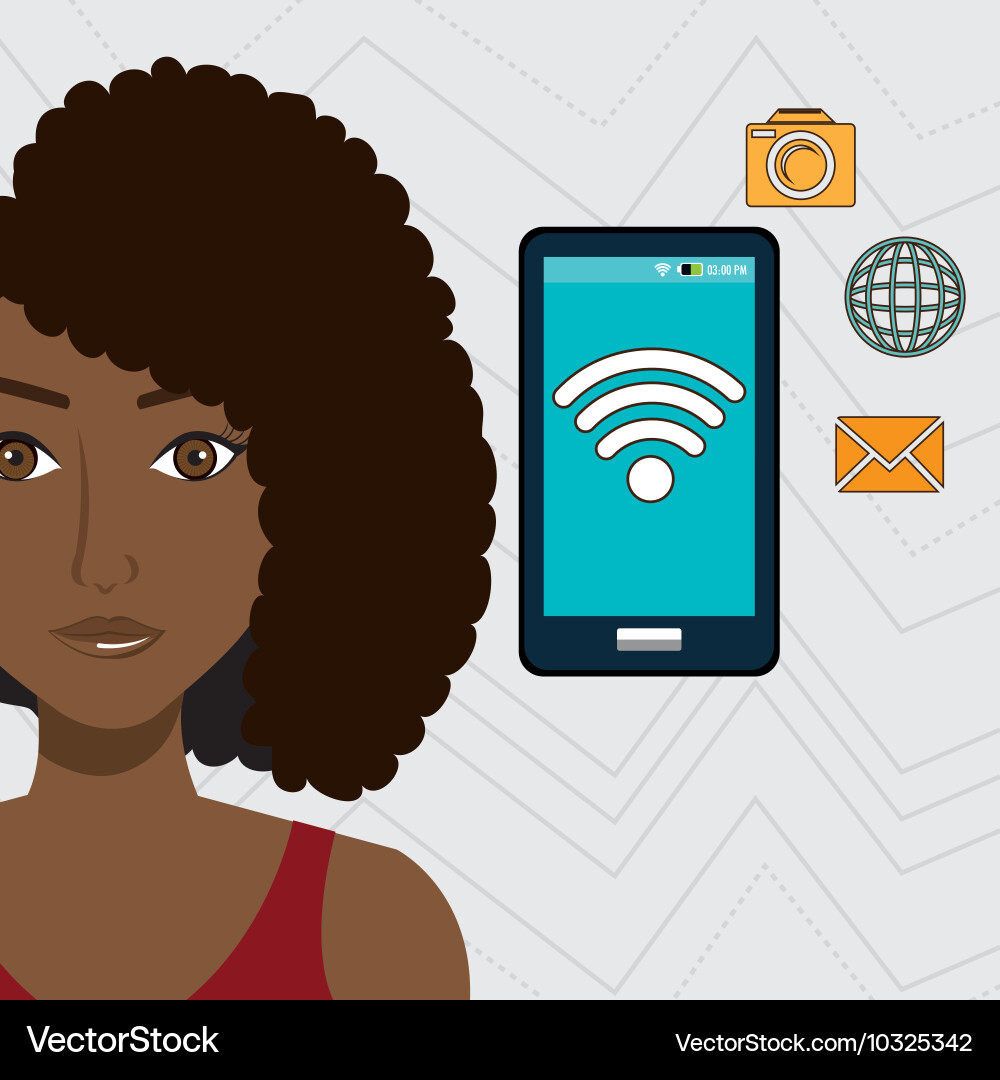 Woman smartphone app global Royalty Free Vector Image