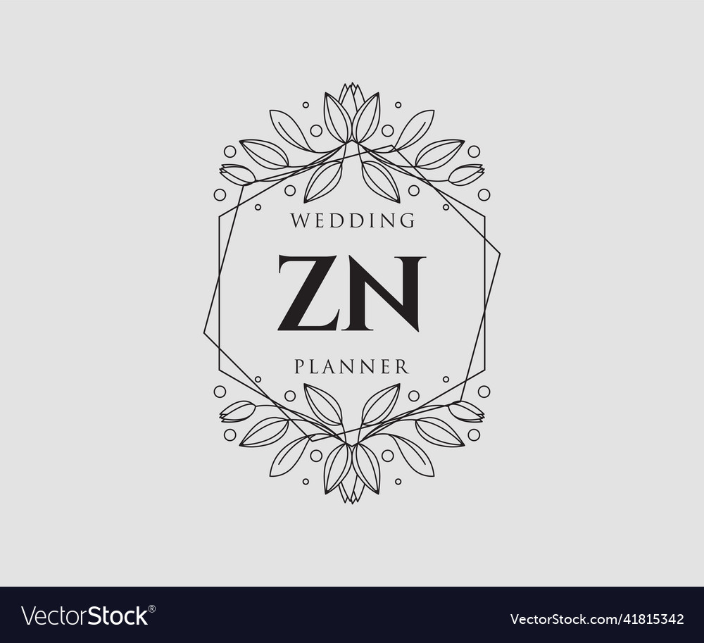 Zn initials letter wedding monogram logos Vector Image
