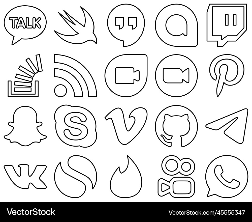 20 professional and high-quality black line Vector Image