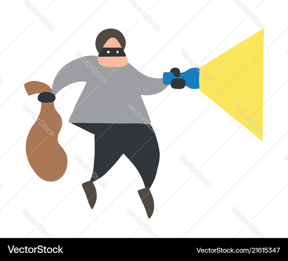 Cartoon thief man with face masked walking Vector Image