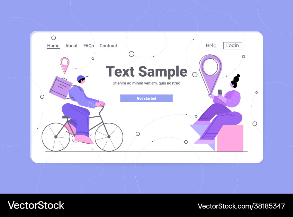 Courier on bicycle delivering food or parcel Vector Image