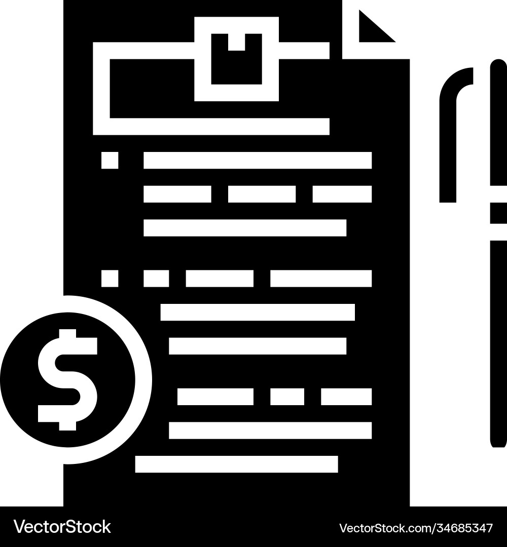 Delivery contract sign glyph icon Royalty Free Vector Image