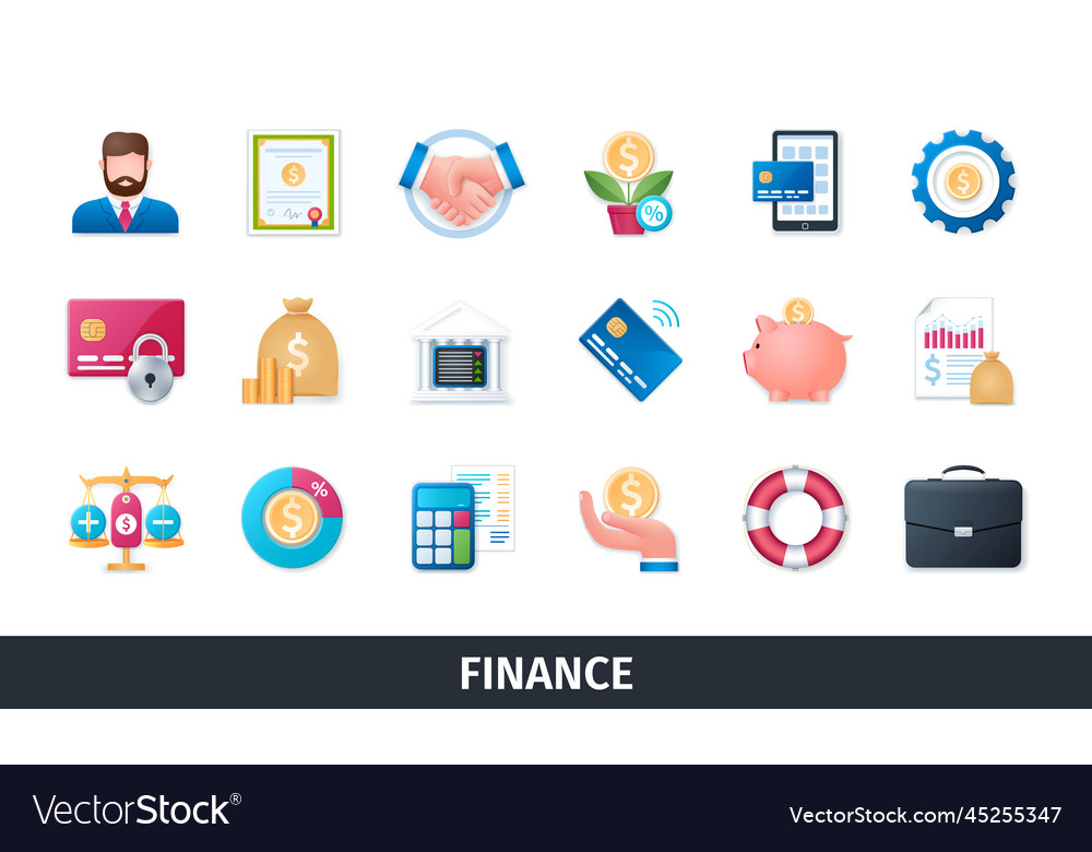 Finance 3d icon set Royalty Free Vector Image - VectorStock