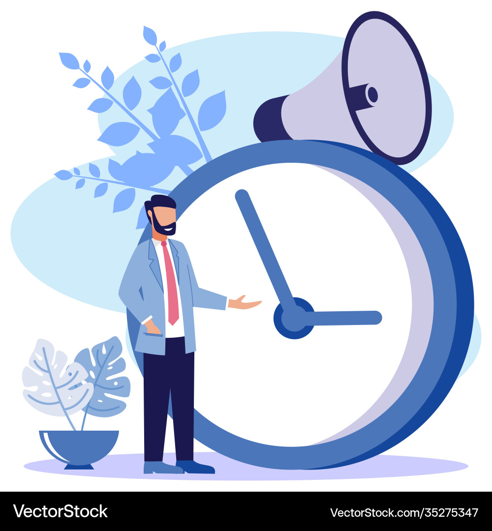 Graphic cartoon character time management Vector Image