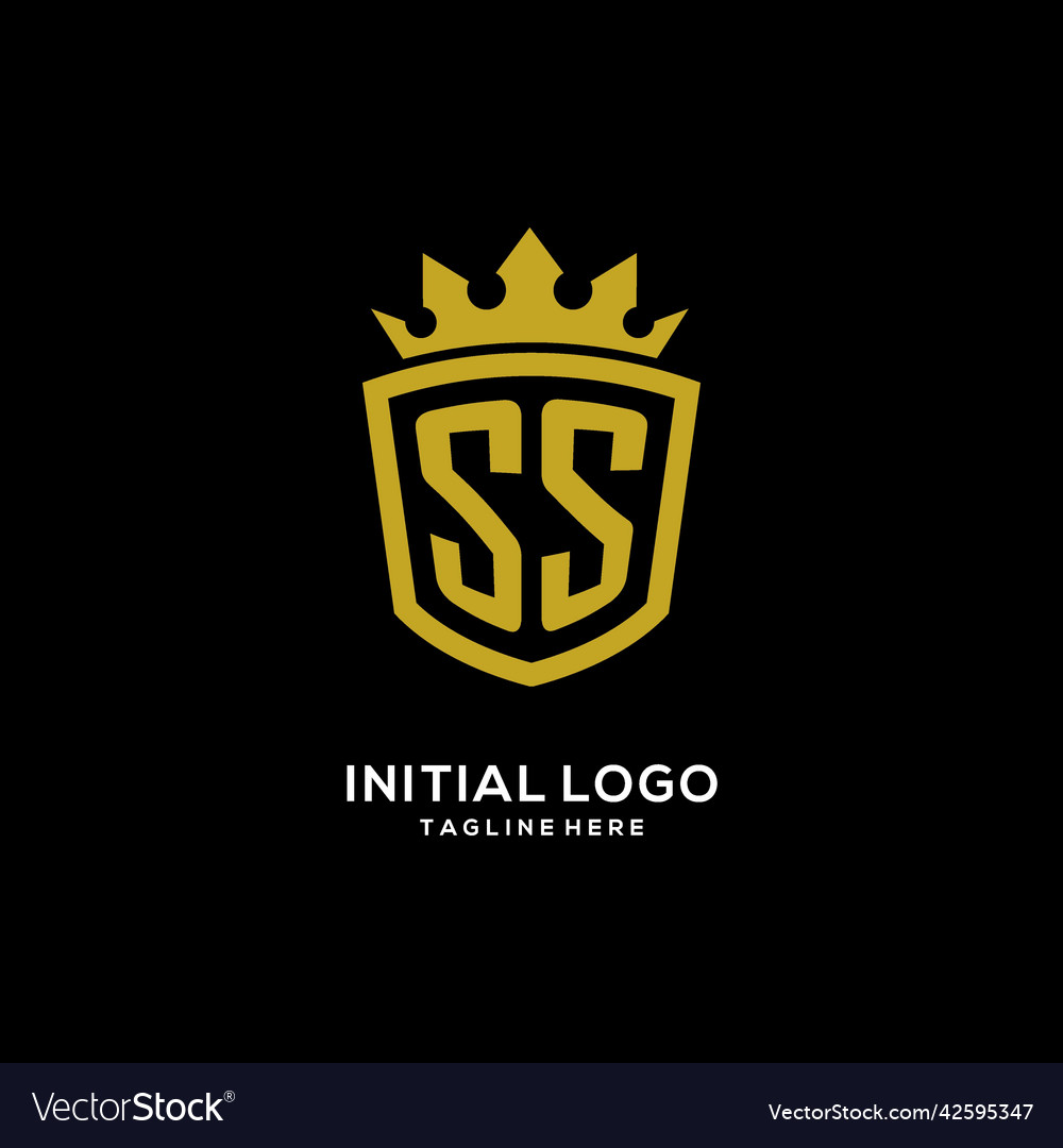 Initial ss logo shield crown style luxury elegant Vector Image Initial ss logo shield crown style luxury elegant Vector Image