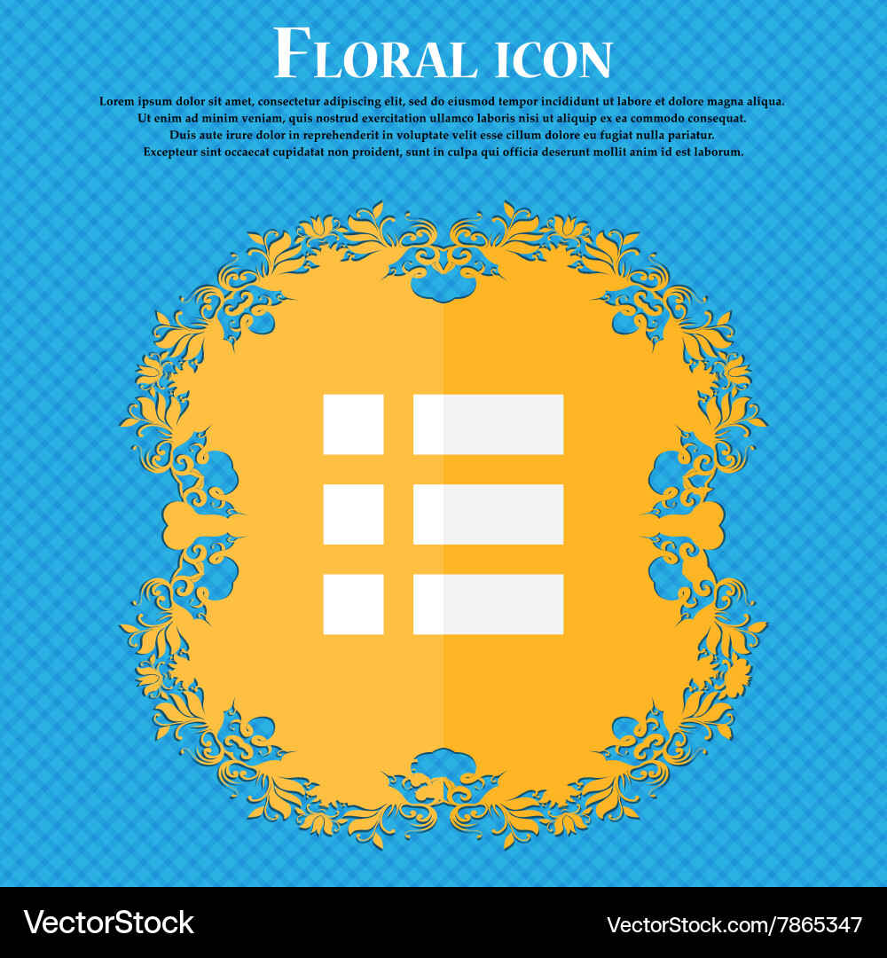 List menu app icon floral flat design on a blue Vector Image